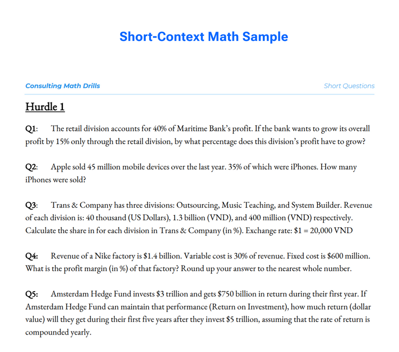 Comprehensive Math Drills | MConsultingPrep